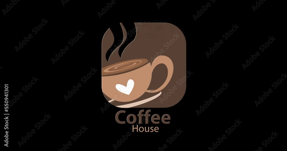 Cute Coffee Icon Logo Animation with Liquid Particles on Transparent ...