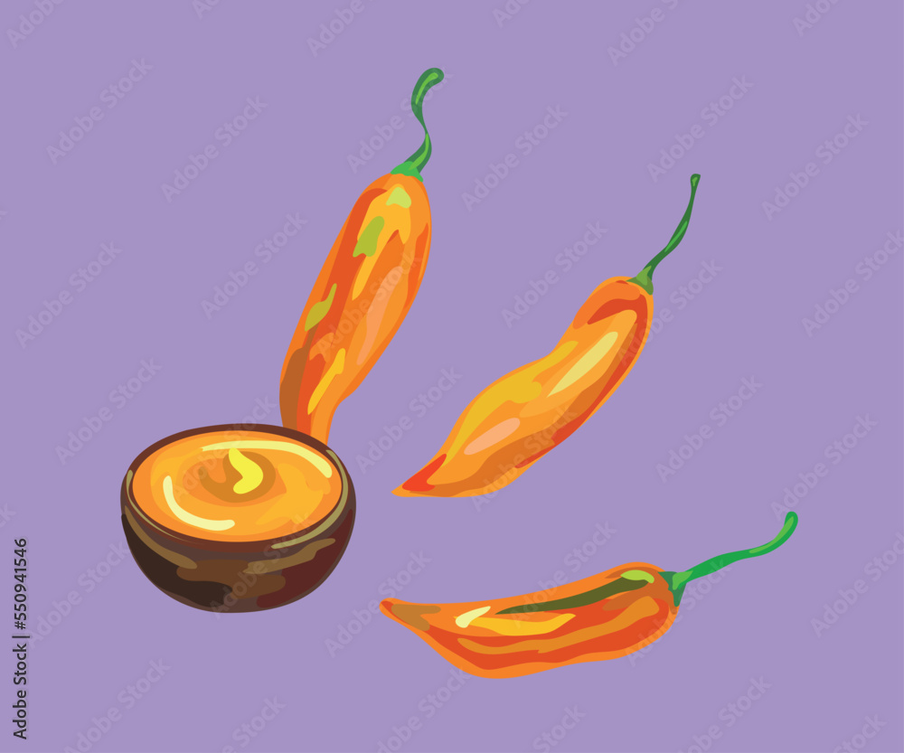 aji amarillo sauce peruvian pepper vector illustration Stock Vector ...