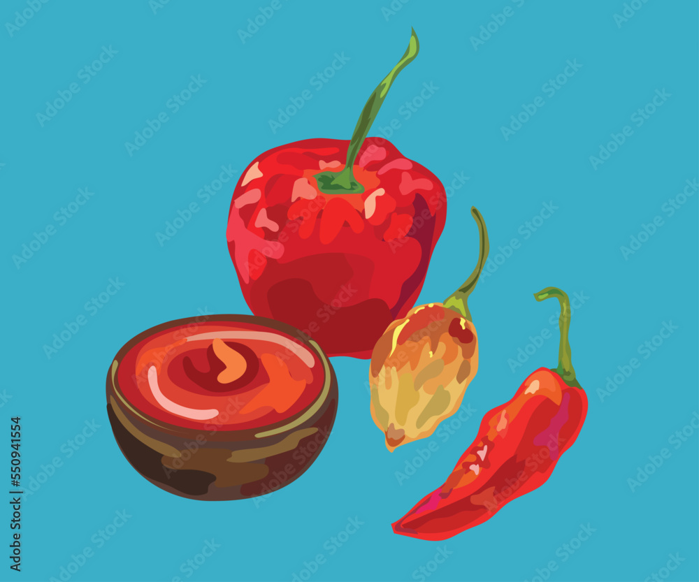 aji rocoto aji arnaucho aji limo sauce peruvian pepper vector ...