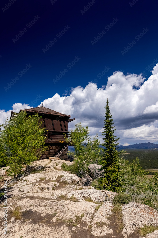 James T. Saban Fire Lookout Tower in Bighorn Mountains Stock Photo ...
