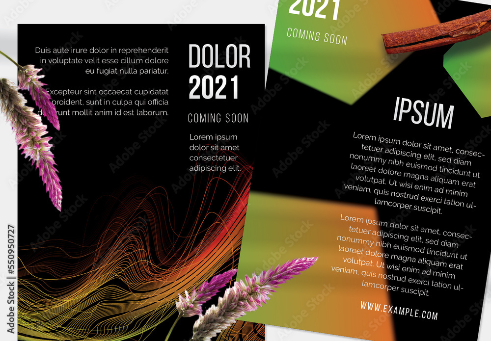Flyer Layout with Motion Blur and Abstract Glowing Shapes Stock ...