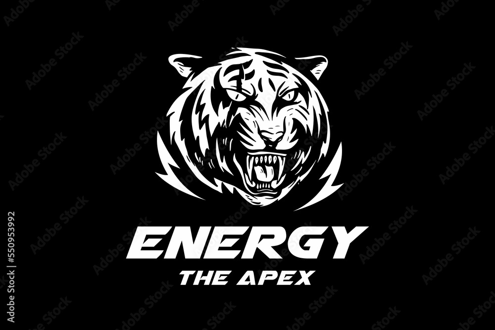 tiger head and lightning energy mascot logo Stock Vector | Adobe Stock