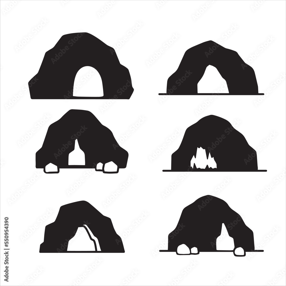 Cave icon. Stone shelter. Entrance to the mountain dungeon Stock Vector ...