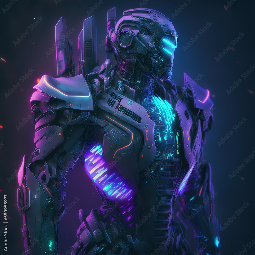 Sci-fi robotic exoskeleton armor with human operator inside, robot with ...