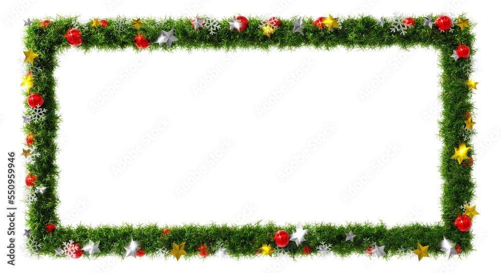 Beautiful green christmas wreath 1 to 2 rectangle frame with snowflake ...