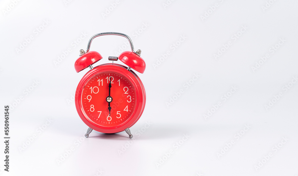 Red alarm-clock symbol time wake up over isolated white background ...