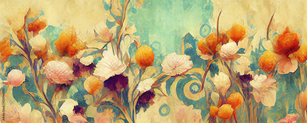 Beautiful delicate flower murial as wallpaper design Stock Illustration ...