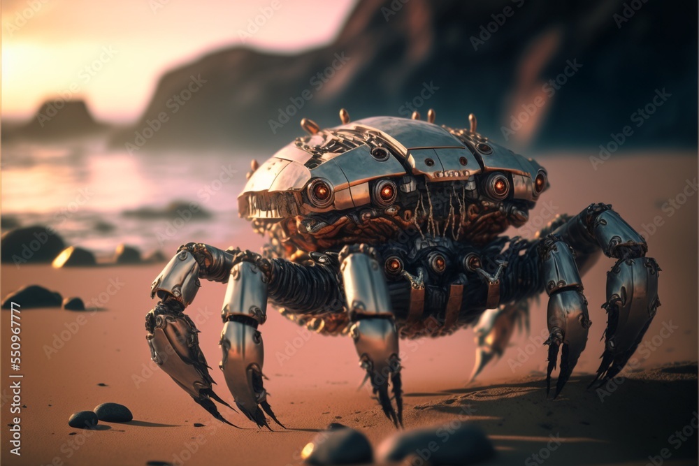 3D Rendered Futuristic Mechanical Robot Crab Isolated On White ...