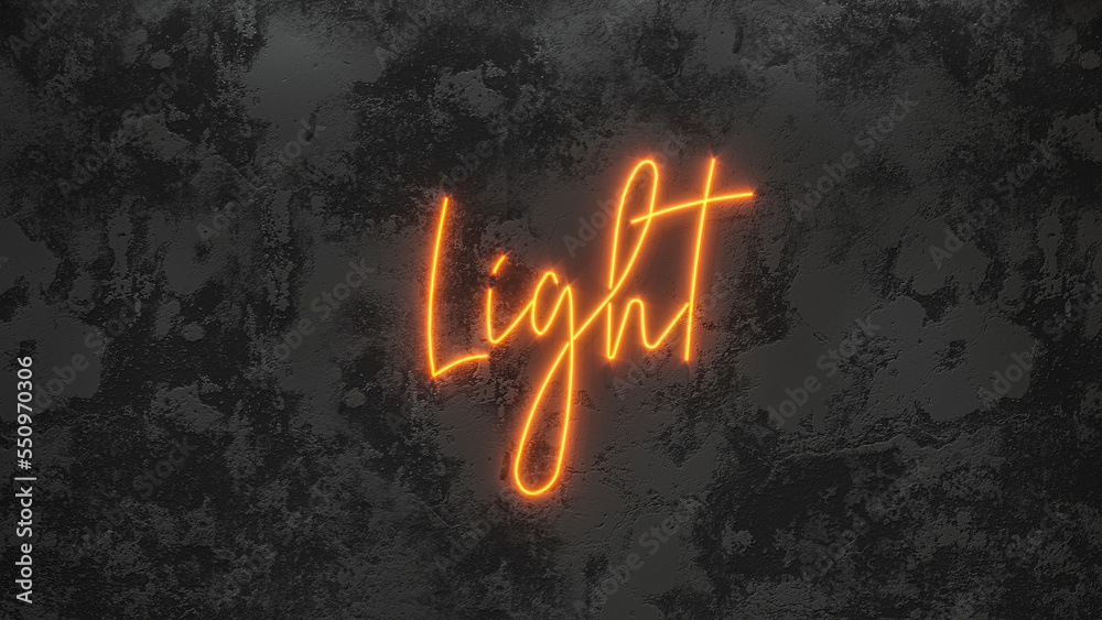 Light text with neon on the wall effect illustration for background.16 ...