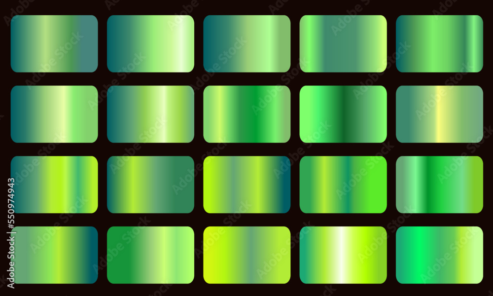 green gradients metallic gradients set. Green ecology vector gradients ...