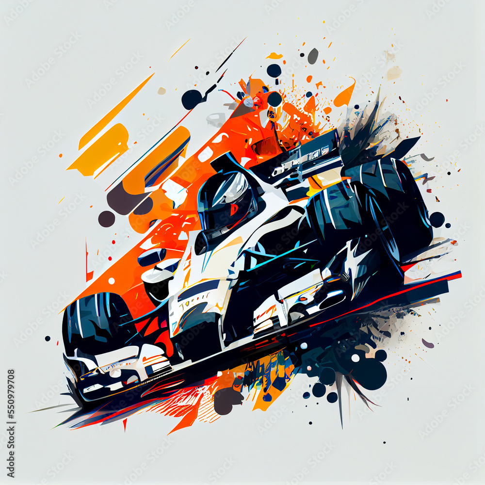 Photo & Art Print Car, F1, race, motor, sports, illustration, cartoon ...