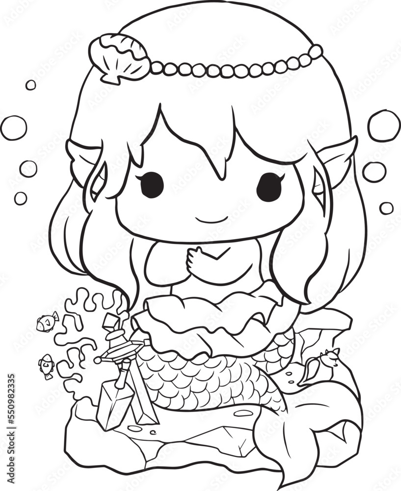 girl fantasy cartoon doodle kawaii anime coloring page cute ...