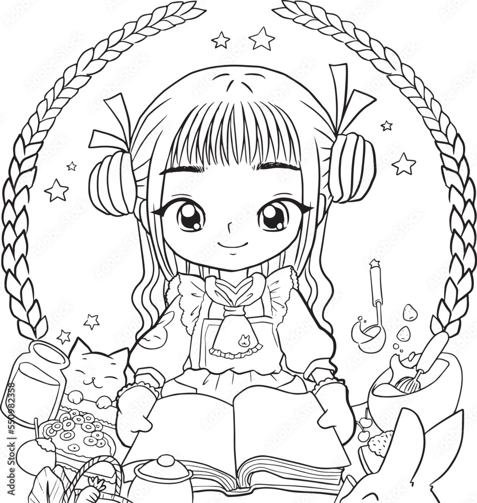 princess girl cartoon doodle kawaii anime coloring page cute ...