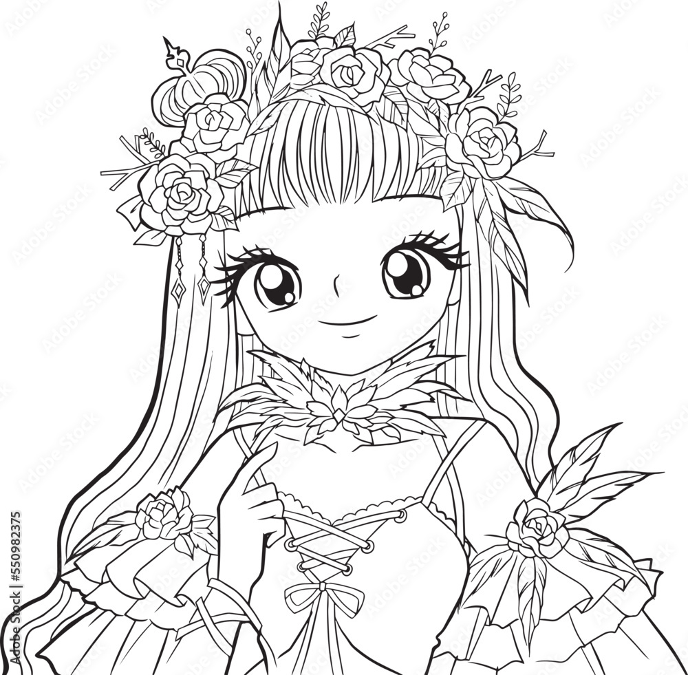 princess girl cartoon doodle kawaii anime coloring page cute ...