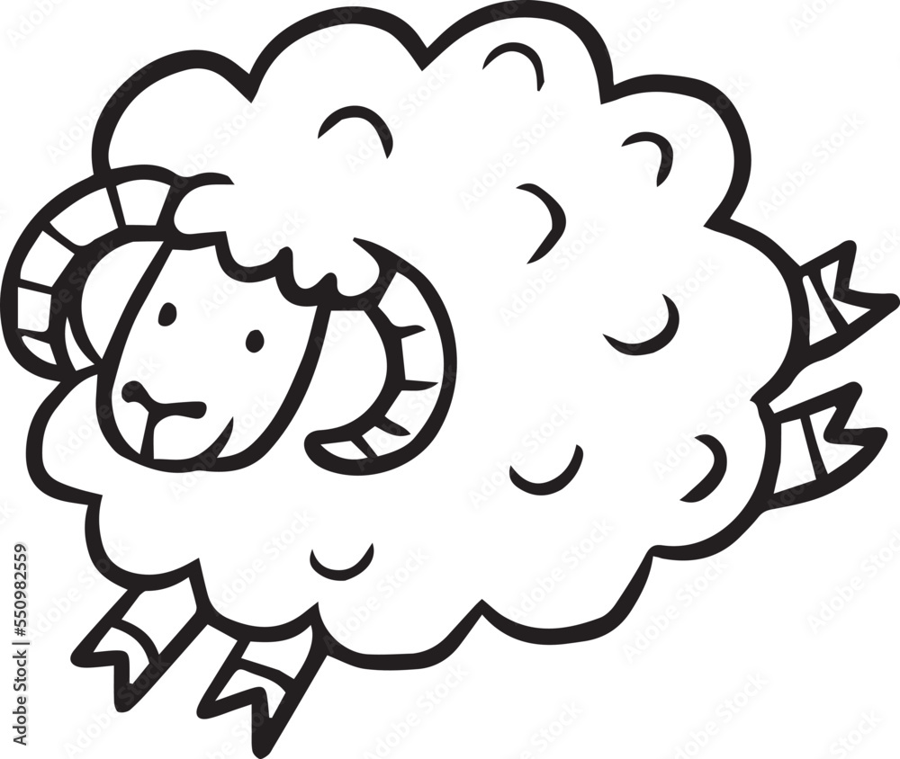 sheep animal cartoon doodle kawaii anime coloring page cute ...
