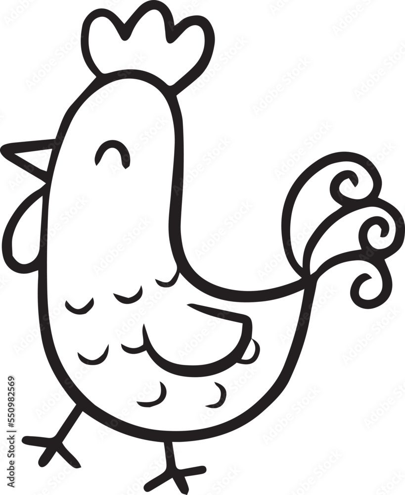 Vetor de chicken cartoon doodle kawaii anime coloring page cute ...