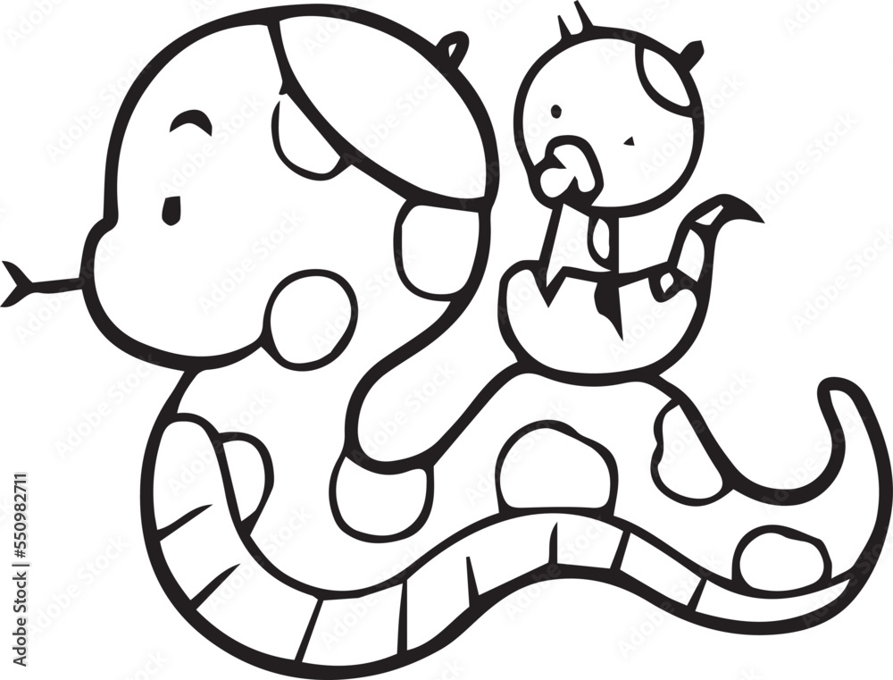 snake cartoon doodle kawaii anime coloring page cute illustration ...