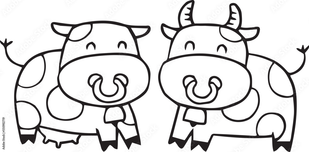 cow cartoon doodle kawaii anime coloring page cute illustration drawing ...