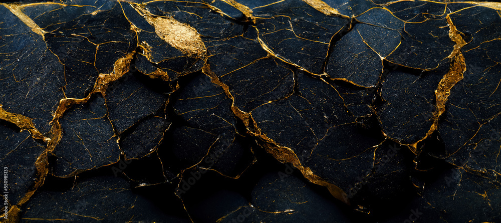 Splendid breccia or marble with a golden earthquake-like crack in a ...