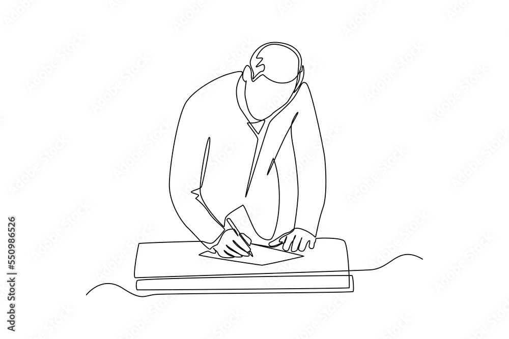 Continuous one line drawing man who registered for the ballot for ...