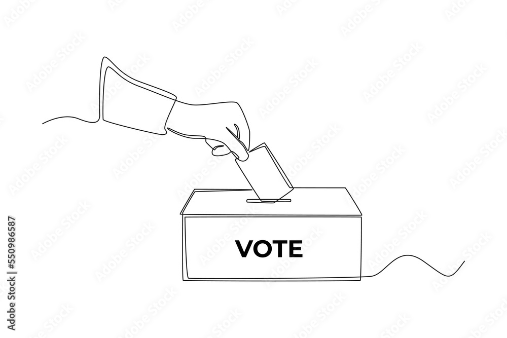 Vecteur Stock Continuous one line drawing hand putting paper in the ...