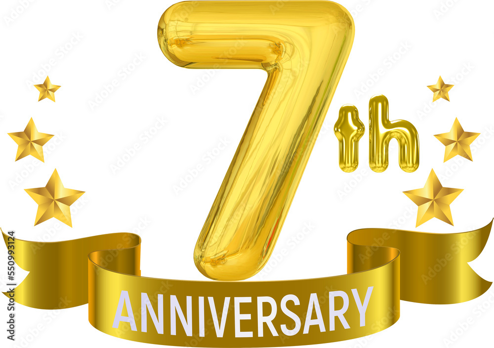 7th year anniversary gold balloon Stock Photo | Adobe Stock