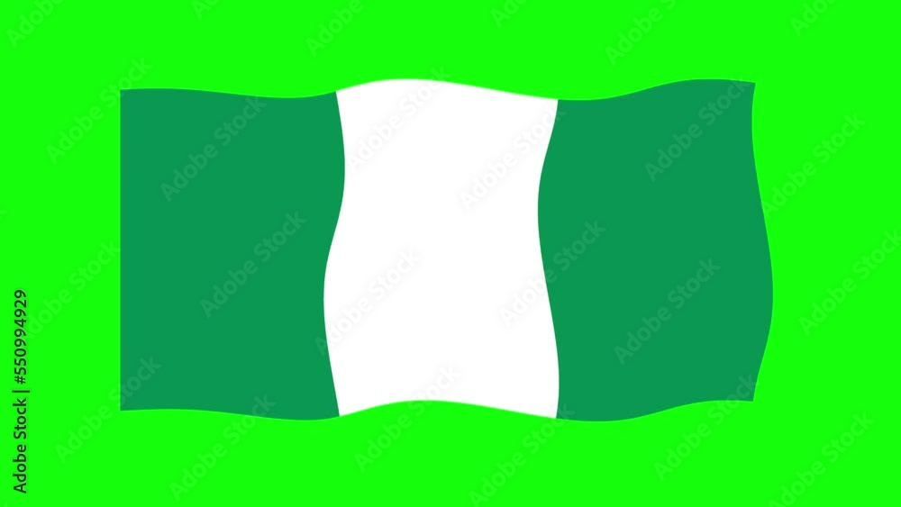 Nigeria Waving Flag 2D Animation on Green Screen Background. Looping ...