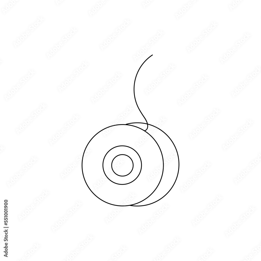 Yo-yo or yoyo toy on string line art vector isolated on white ...