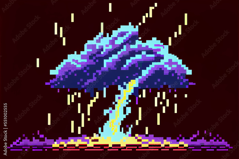 Pixel 8 bit lightning storm Stock Illustration | Adobe Stock