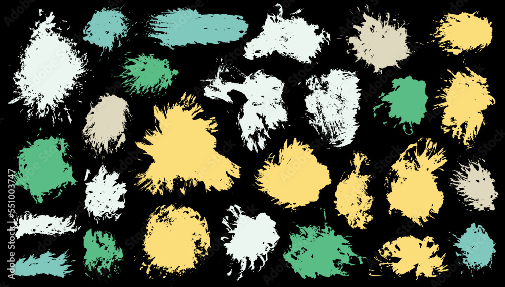 Paint rough daub vector set. Hand drawn smudge blotch sumi shapes ...