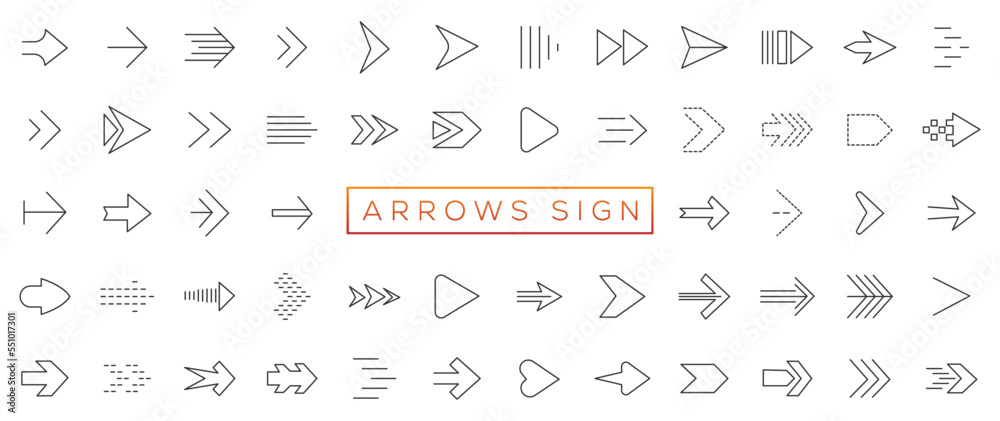 Set arrow icons. Collection different arrows sign. Set different cursor ...