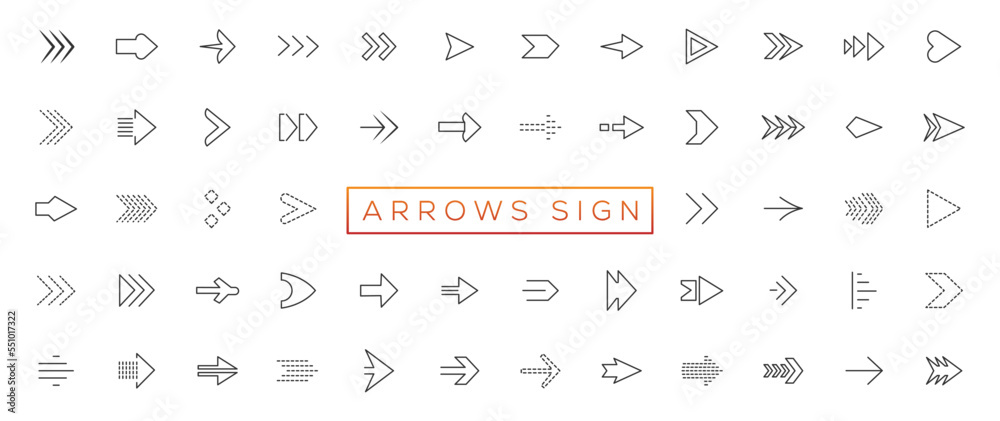 Set arrow icons. Collection different arrows sign. Set different cursor arrow direction symbols ...