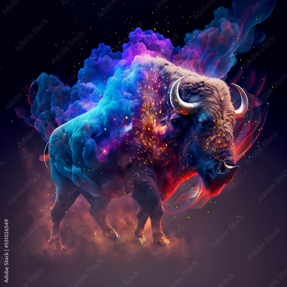 Büffel im Galaxienebel, made by AI, künstliche Intelligenz, AI Art ...
