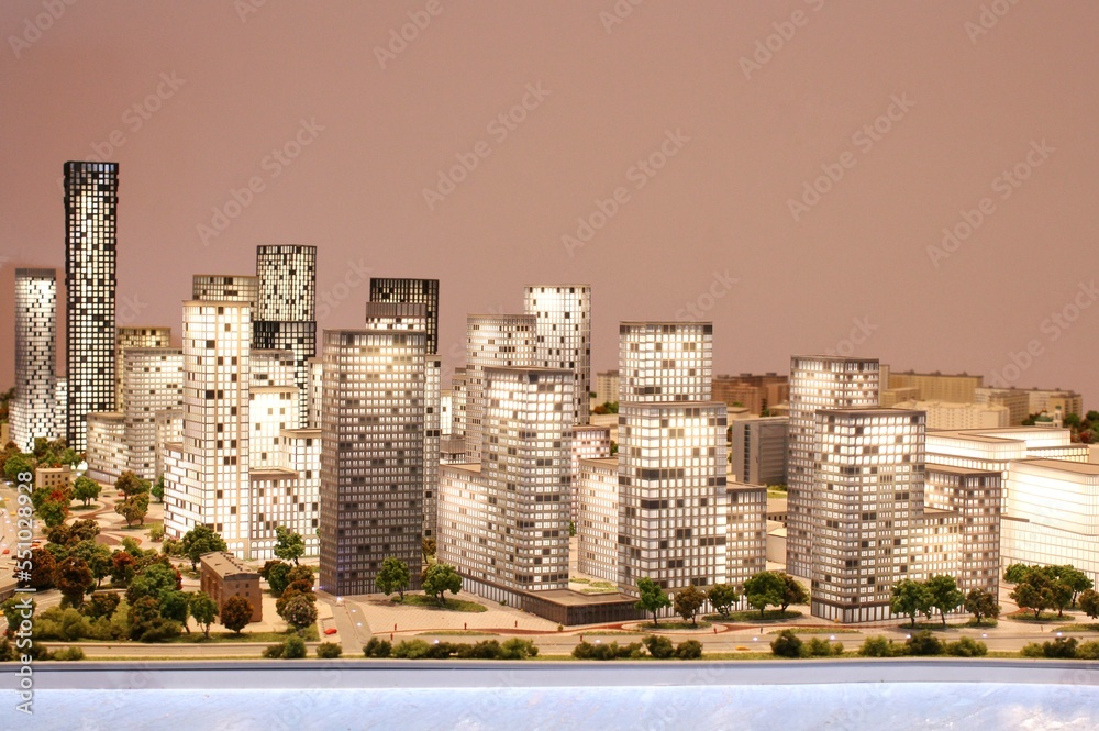 Layout residential buildings plans and model city. World Habitat day ...