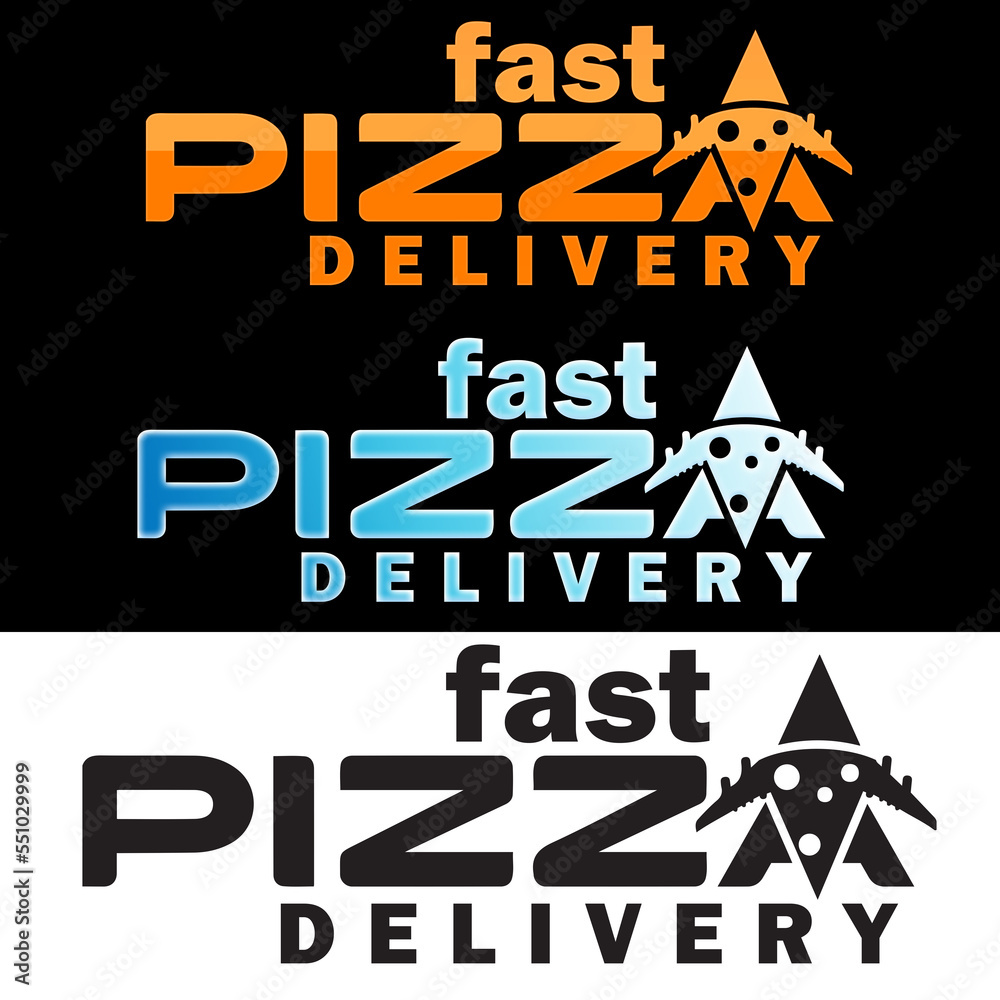 fastest pizza delivery logo, quick pizz delivery service logo, 3d ...