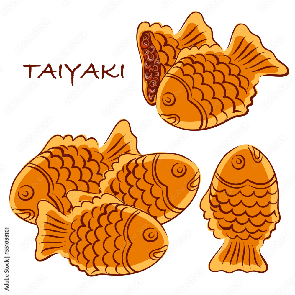Japanese traditional dessert, fish-shaped cake, taiyaki, sweet pancake ...