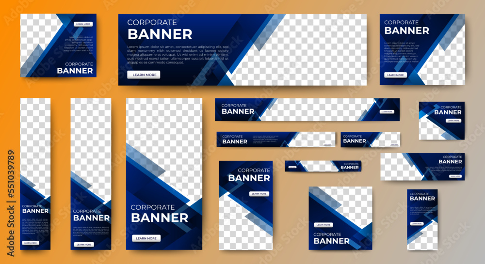 Abstract banner design web template Set, Horizontal header web banner ...