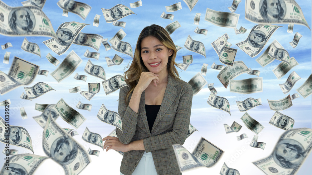 asian female people and banknote Stock Photo | Adobe Stock