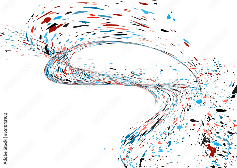 Multi-colored dust particles and debris, paint splashes, strokes are ...