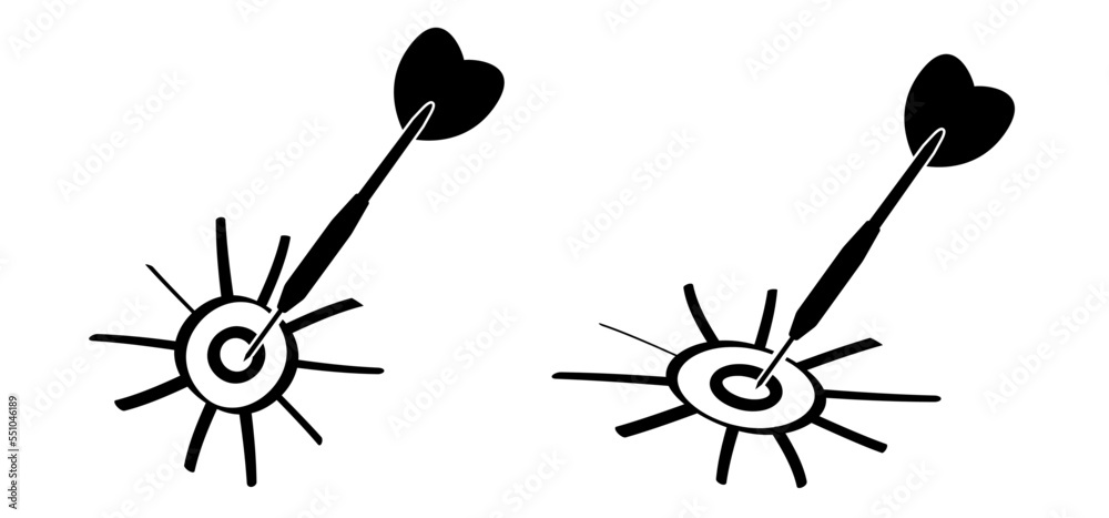 Cartoon dart arrows for dart board game. Successful business strategy ...