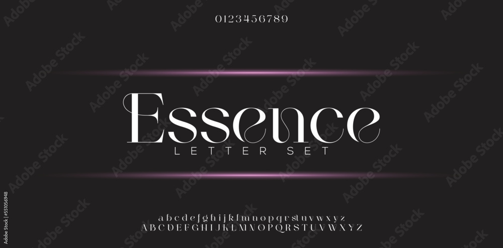 ESSENCE Luxury letter fonts and alphabet set. Modern tech typeface ...