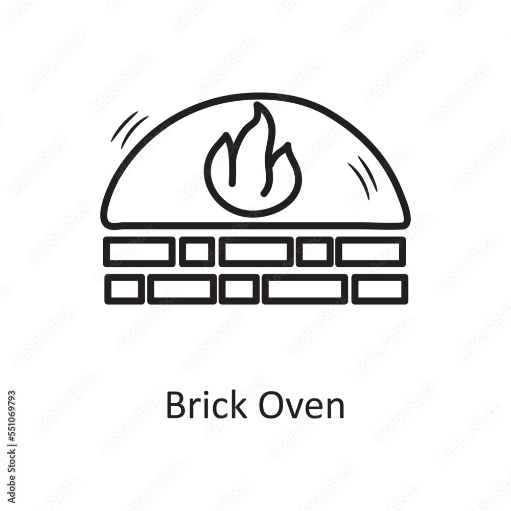 Brick Oven vector outline Icon Design illustration. Bakery Symbol on ...