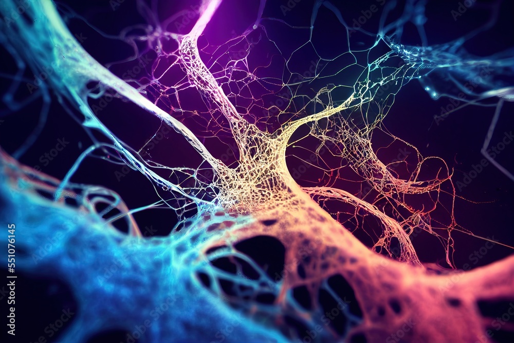 Photo & Art Print High-tech neural network and cell network, beautiful ...