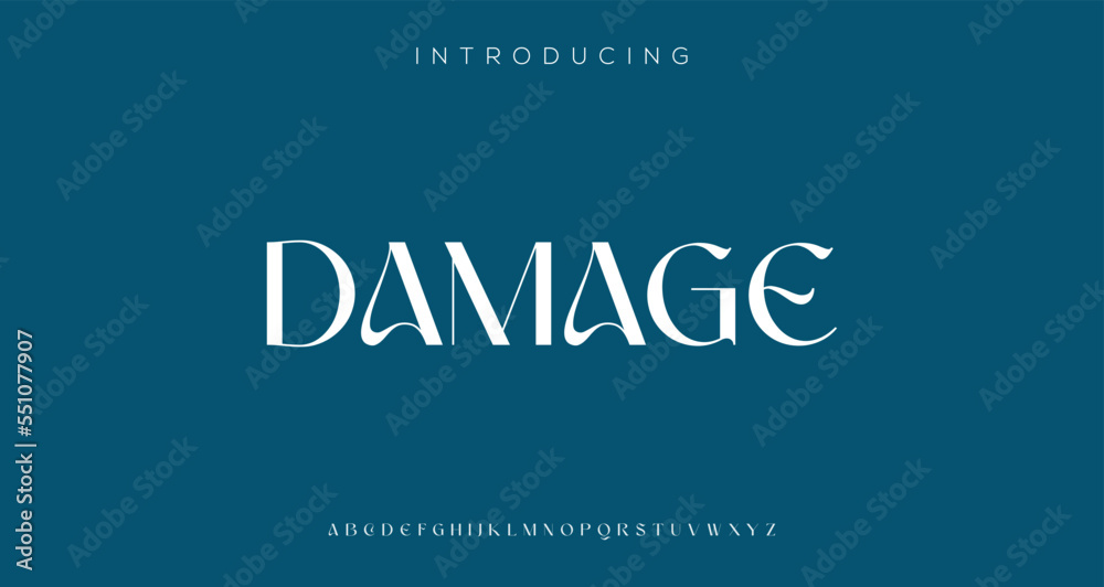 Vetor de DAMAGE Minimal luxury typo Font and Modern tech Typography ...