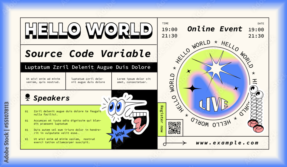 Y2k korean style cover design. Acid cartoon poster in linear style with ...