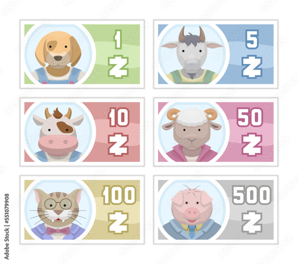 It`s paper money with pictures of different animals. These six ...