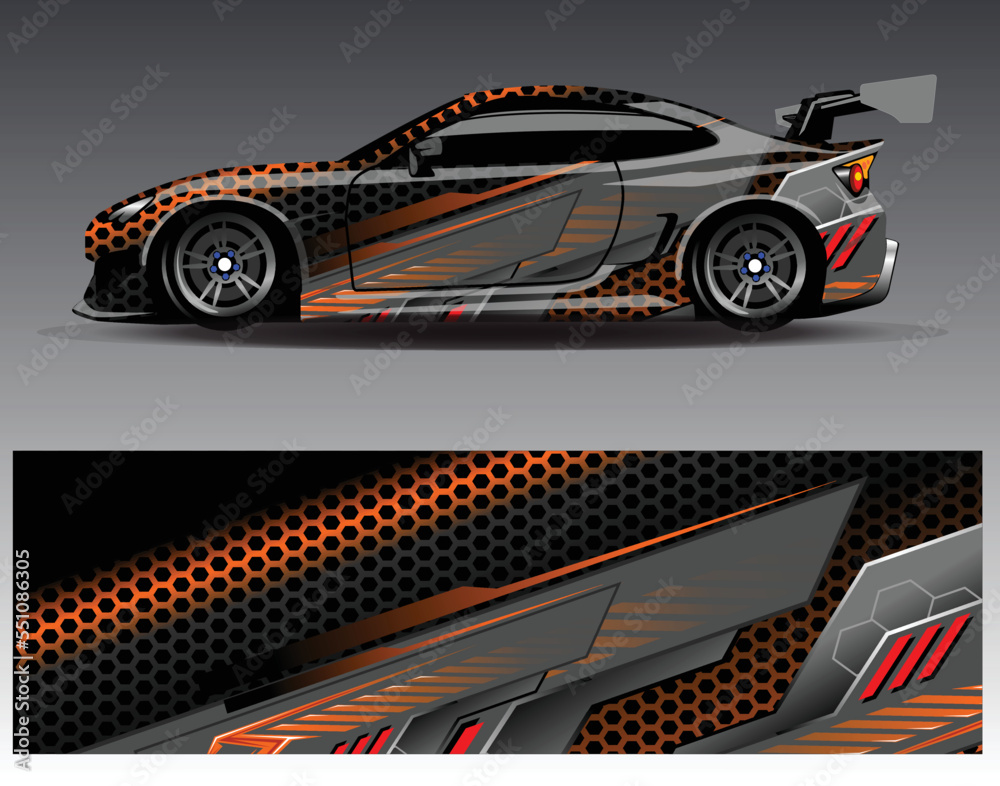 Car wrap design concept. Abstract racing background for wrapping ...