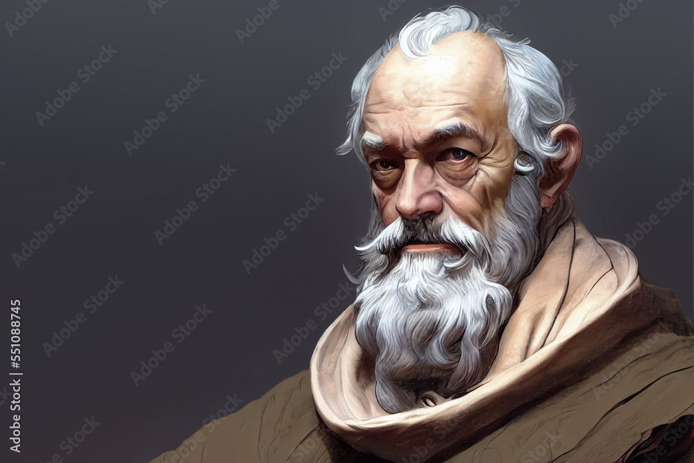 Portraits of the great physicist, astronomer, philosopher, and ...