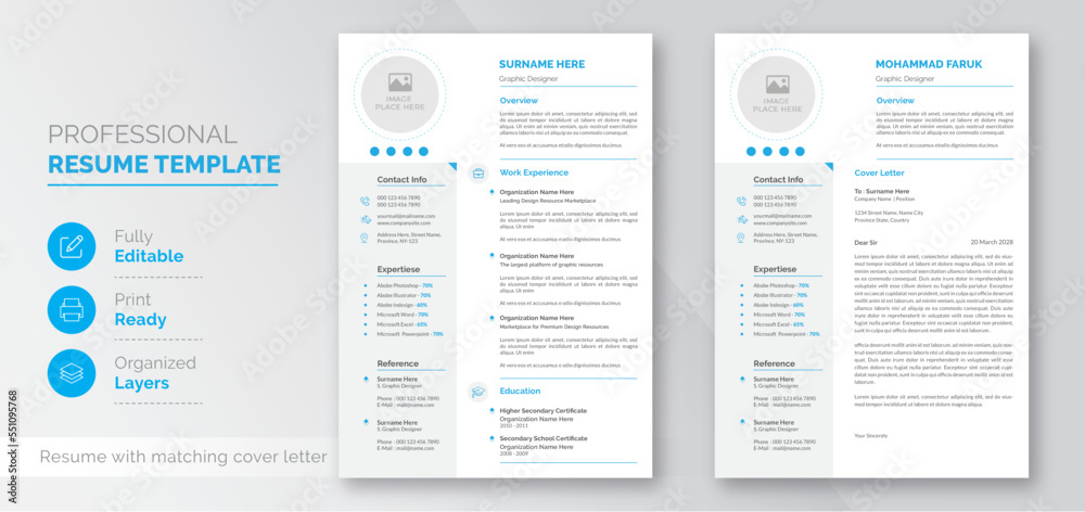 Resume Template | Minimalist Resume Layout | Easy To Edit Stock Vector ...