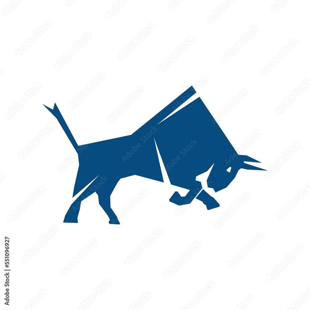 Bull butting logo design. Modern bull logo vector. Stock Vector | Adobe ...